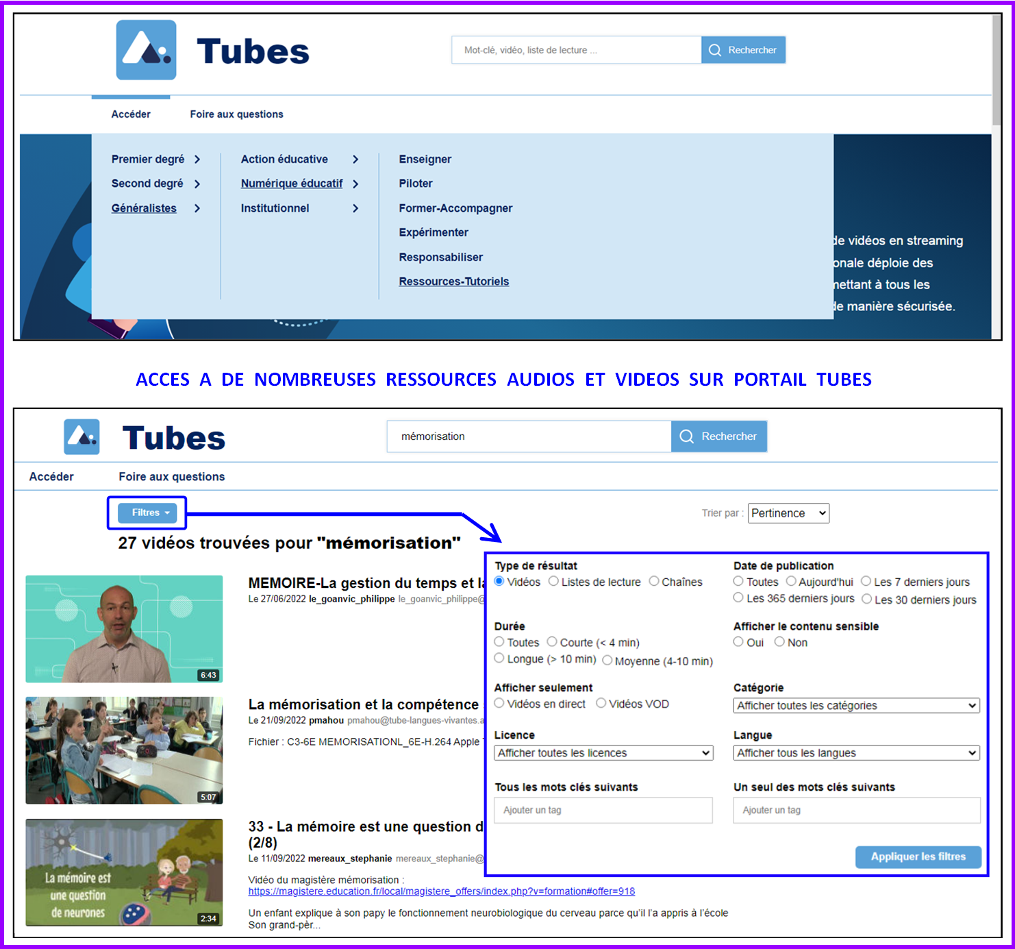 Portail tubes des apps.education.fr : plateforme de vidéos / audios ...